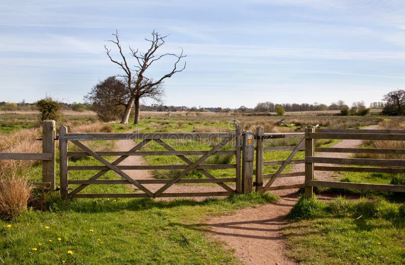 Field gate stock image. Image of broads, footpath, blue - 19187171