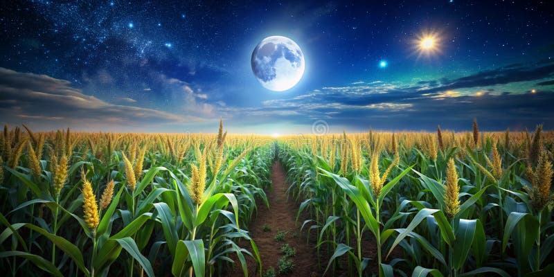 A Field of Genetically Modified Crops Glowing Softly Under the ...