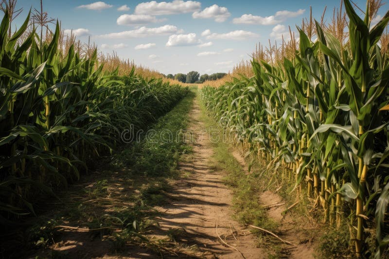 Field of Gm Crops, Growing in Bountiful Harvest Stock Illustration ...