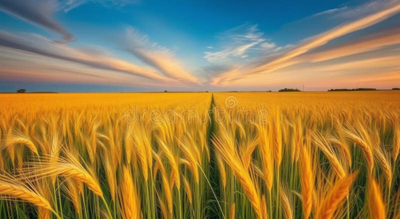 Field of Golden Prairie Grass Nature Restoration Stock Illustration ...