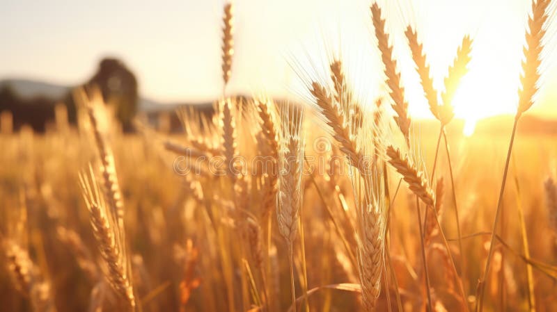 Field of Golden Wheat with Sun Shining on it Stock Photo - Image of ...