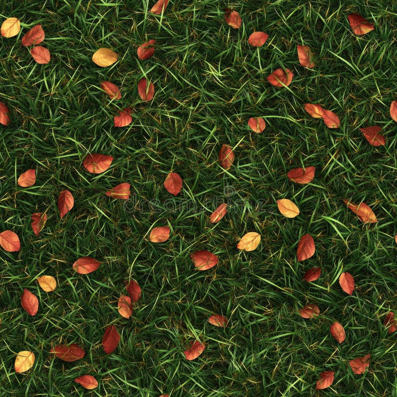 A Field of Grass with Leaves Scattered on the Ground. Seamless Texture Stock Image - Image of ...