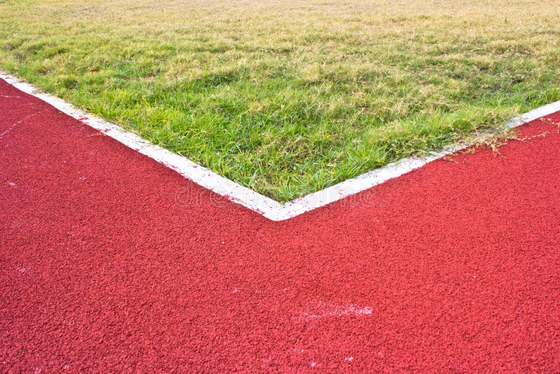 Field Grass with Red Rubber Track Stock Image - Image of finish ...