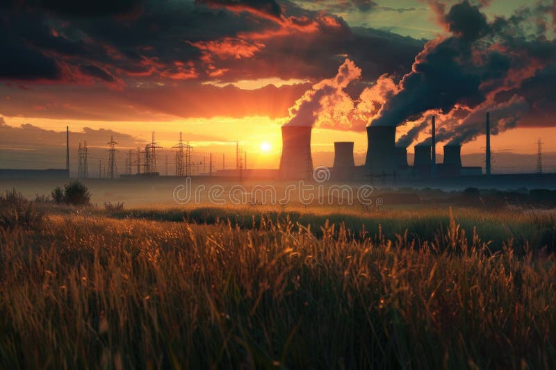 A Field of Grass with Smoke Rising from the Ground Stock Photo - Image ...