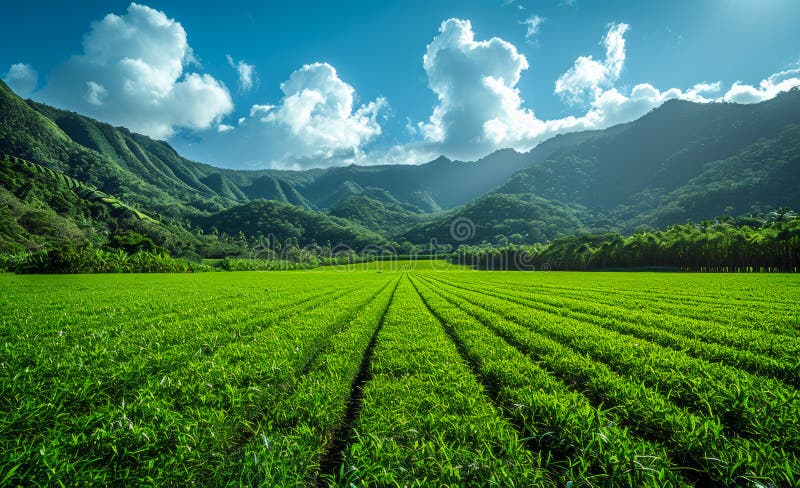 Field of Green Crops. Beautiful Field in the Countryside Stock Photo ...