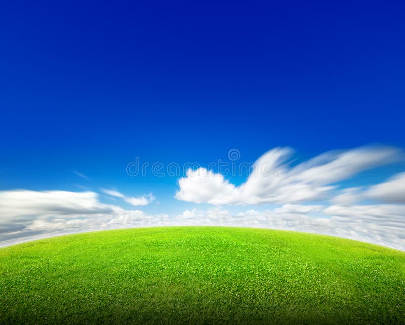 Field of Green Grass and Sky Stock Photo - Image of colorful, lush ...