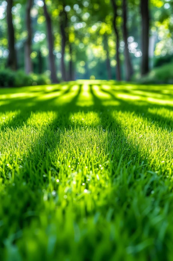 A Field of Green Grass with Trees in the Background Stock Photo - Image ...