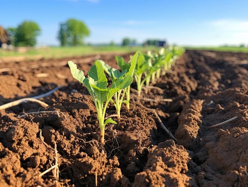 A Field for Growing Early-maturing Corn Crops with Young Sprouts Stock ...