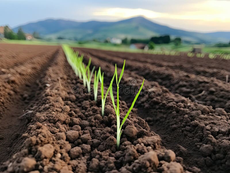 A Field for Growing Early-maturing Corn Crops with Young Sprouts Stock ...
