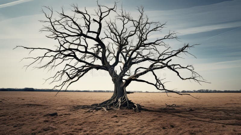 Field half dead tree stock illustration. Illustration of hauntingly ...