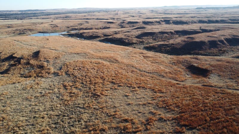 A Field that Has an Open Field Next To a Small Pond Stock Photo - Image ...