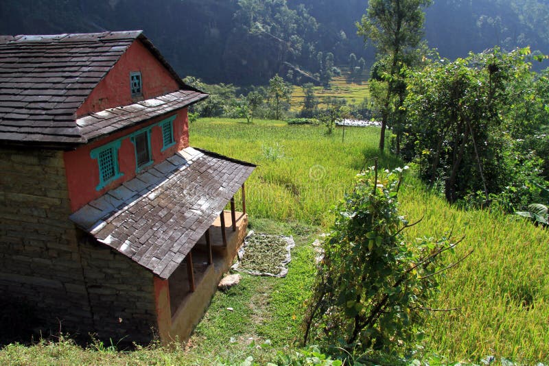 Nepali Traditional Houses with in Nature Stock Image - Image of house ...