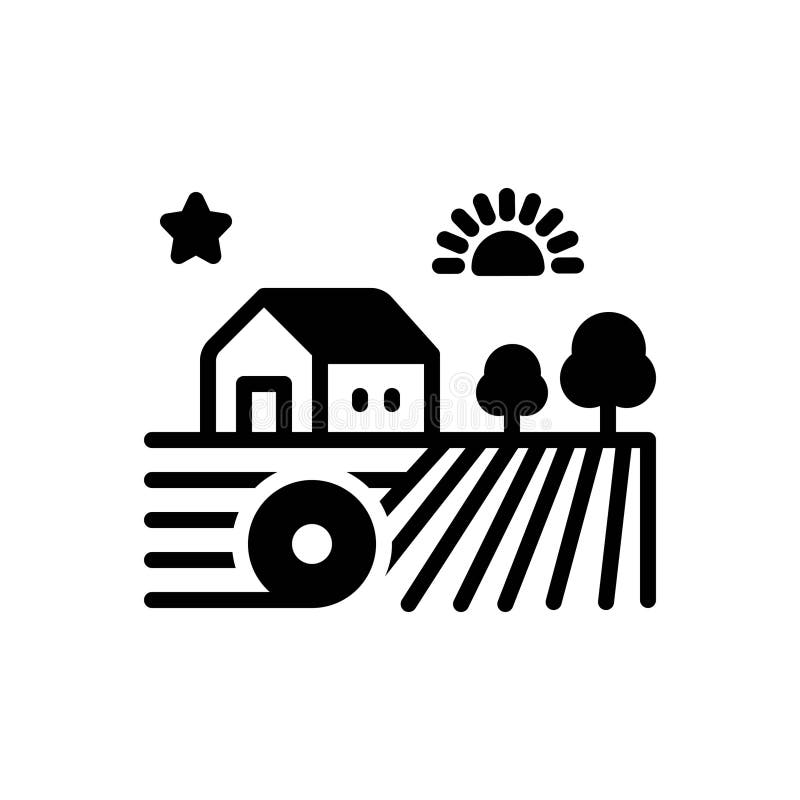 Black Solid Icon for Field, Meadow and Farming Stock Vector ...