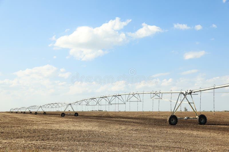 Field with Irrigation System Stock Image - Image of farming ...
