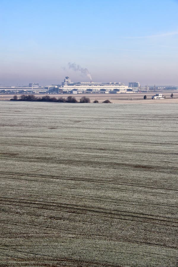 Field by the Large Airport in Winter Stock Photo - Image of czech ...