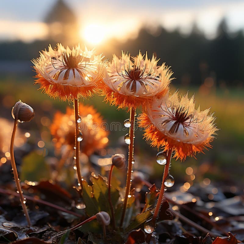 Field of Lush Vegetation Blanketed with a Layer of Morning Dew, AI ...