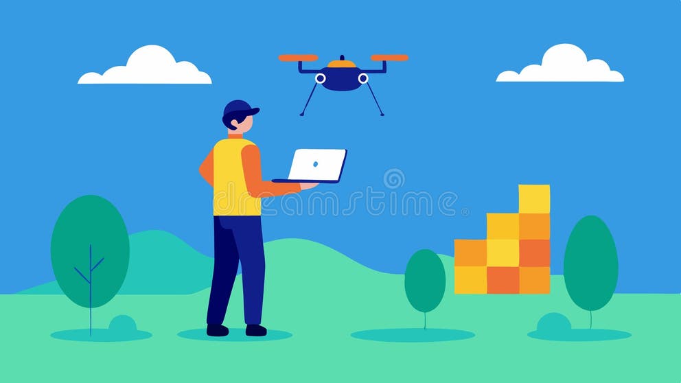 Field Mapping a Drone Flying Over a Large Field Creating a Digital Map ...