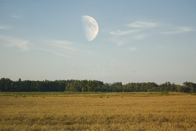 Field and moon stock photo. Image of nature, moon, atmosphere - 26632400