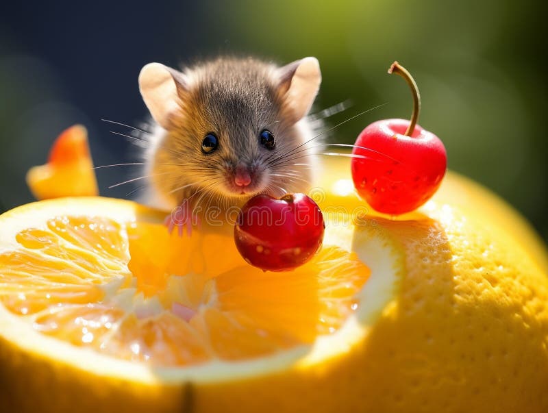 The Field Mouse Falls on the Orange Tree and Eats the Cherry Tree Stock ...
