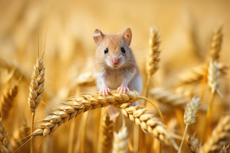 Field Mouse Holding a Grain of Wheat in Its Mouth Stock Photo - Image ...
