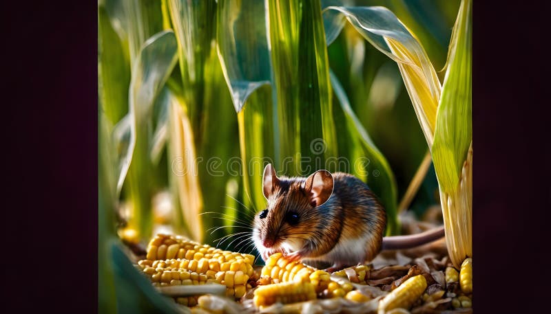 A Field Mouse on some Corn stock illustration. Illustration of ...