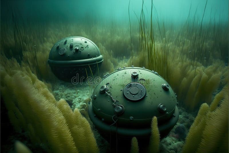 Field of Naval Underwater Mines Stock Illustration - Illustration of ...