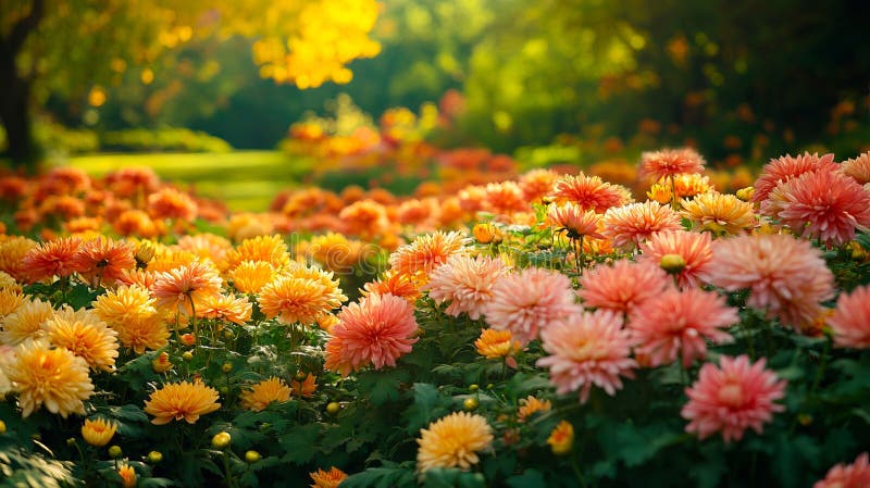 A Field of Orange and Yellow Flowers in the Sunlight Stock Image ...