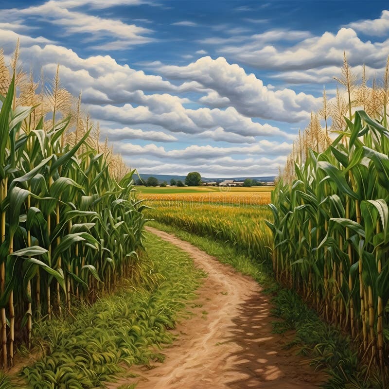 A Field Path between Fields of Corn Village. Corn As a Dish of ...