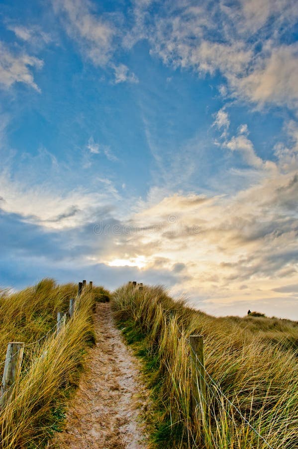 Field Path Under Blue Sky in Ireland Stock Image - Image of sand ...