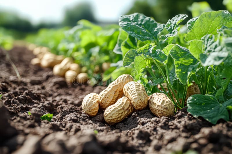 Field of Peanuts is Growing in the Dirt Stock Image - Image of peanuts ...