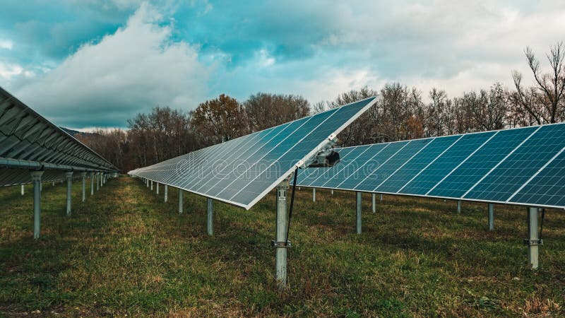 A Field of Photovoltaic Panels Stock Image - Image of agriculture, lawn ...