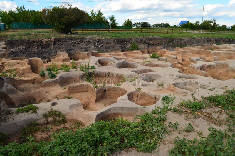 Field with Pits from the Excavations of the Ancient City Stock Image ...