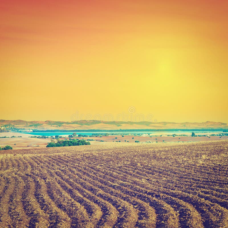 Field stock photo. Image of house, farmland, hill, country - 53225240
