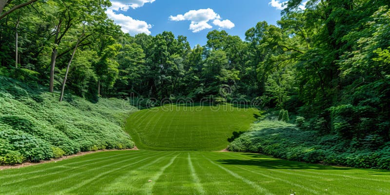A Field with a Prominent Grass Mound in Its Center Stock Illustration ...