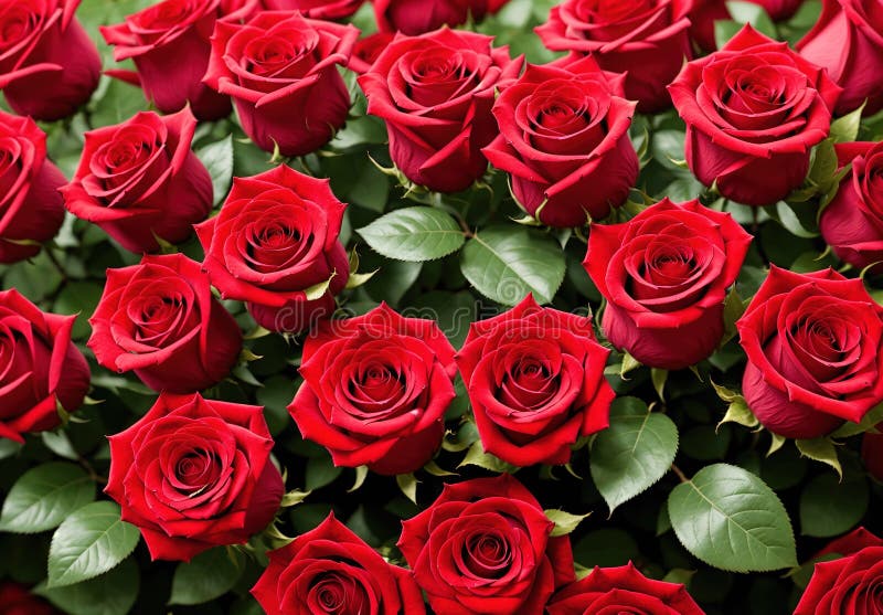 A field of red roses. stock image. Image of rise, nature - 313725747