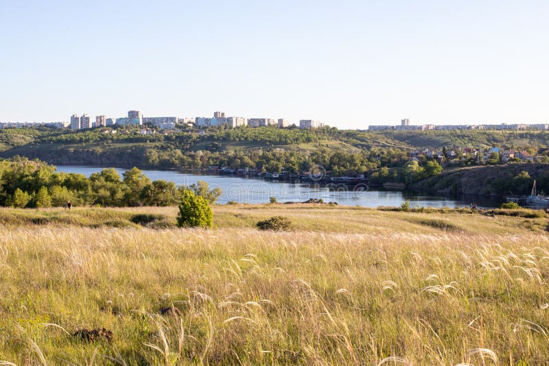 Field, River and City. Beautiful Summer Stock Photo - Image of aerial ...