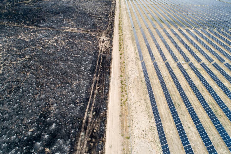 A Field with a Road in the Middle and a Row of Solar Panels on the ...