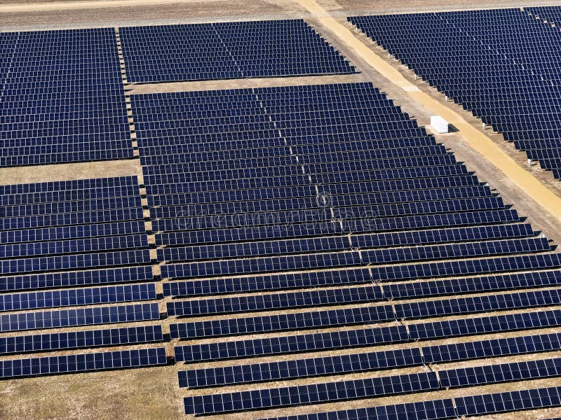 Field of Rows of Solar Panels Generating Electric Power Stock Photo ...
