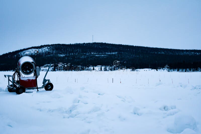 Field of Snow and Snow Maker Stock Photo - Image of black, winter ...
