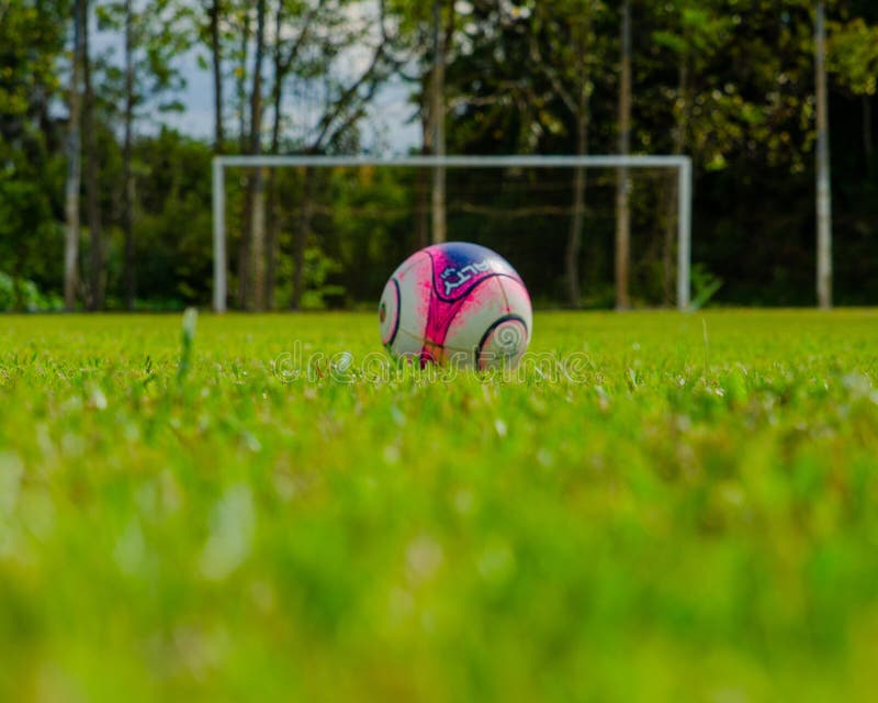 Field Soccer Ball in the Middle Stock Image - Image of grassland ...