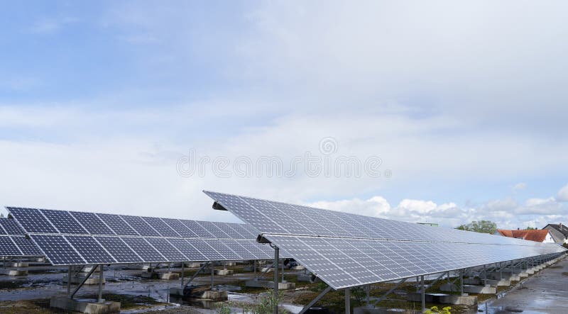 A Field with Solar Panels for Power Generation. Solar Panels after the ...
