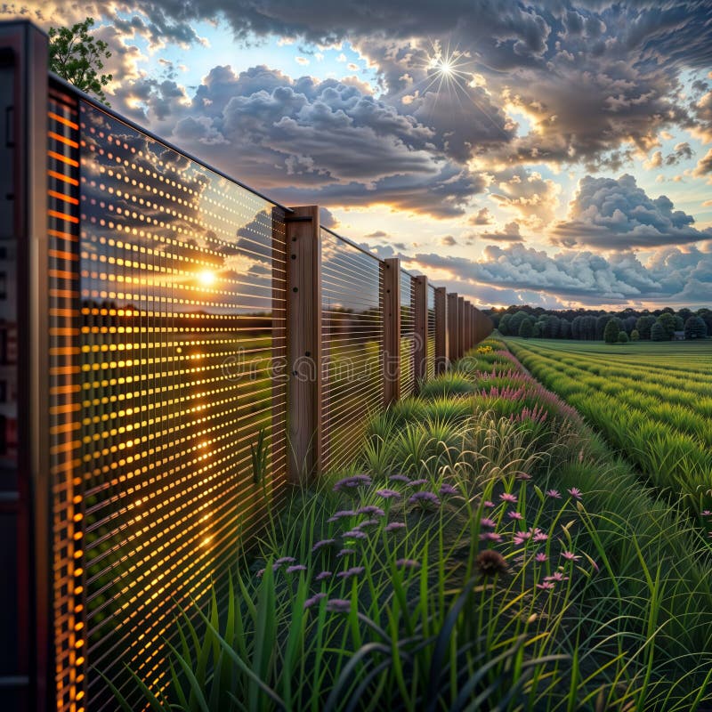 Field Panels: Panels in Field with Dramatic Sky, Generative Ai Stock ...
