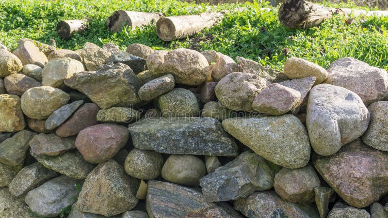 Field Stone Wall in the Garden Stock Photo - Image of rock, broken ...