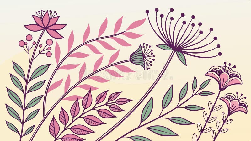 Field of Stylized Flowers Botanical Design Element Vector Design ...