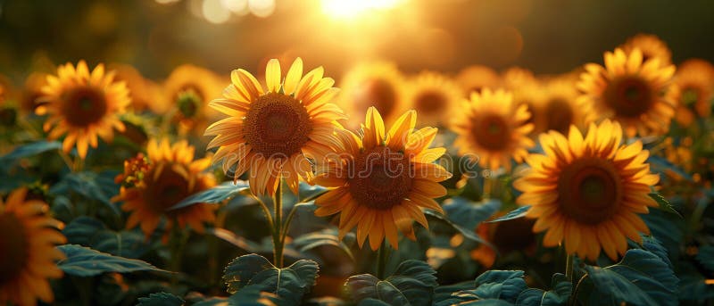 A Field of Sunflowers Facing the Sun Stock Image - Image of charity ...