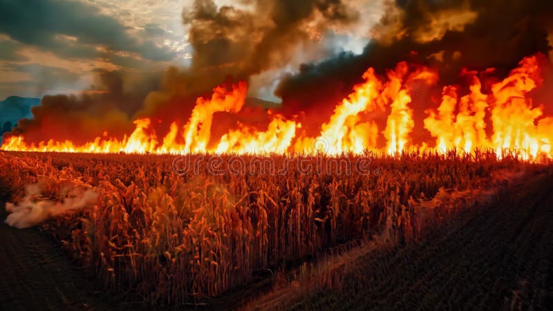 A Field of Corn on Fire in the Middle of a Field Stock Video - Video of ...