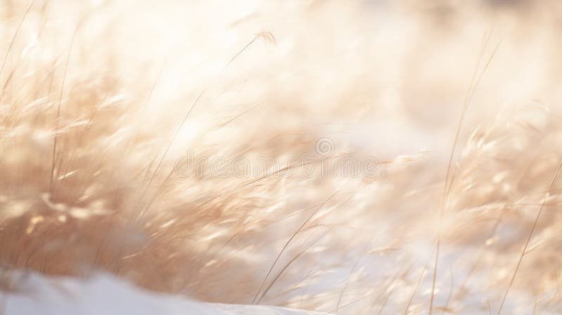A Field of Tall Grass in the Snow Stock Illustration - Illustration of ...