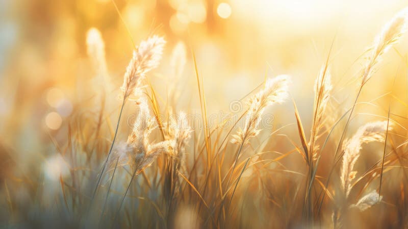 Field of Tall Grass with Sun Shining Stock Photo - Image of rural ...