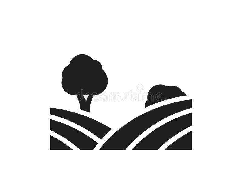 Field and Tree Icon. Farming and Countryside Symbol Stock Vector ...