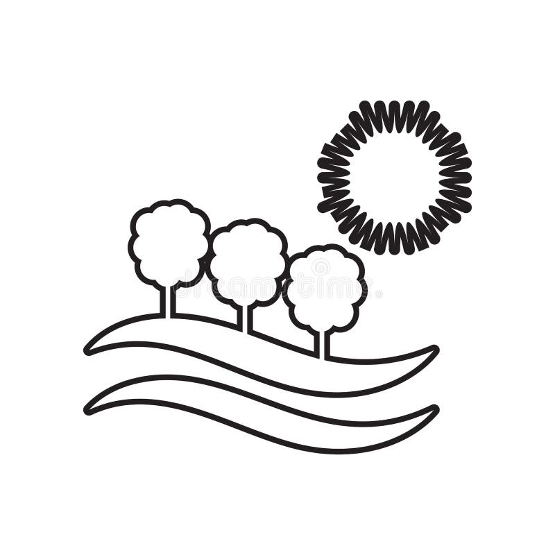 Field with Trees and Sun Icon. Element of Landscape for Mobile Concept ...